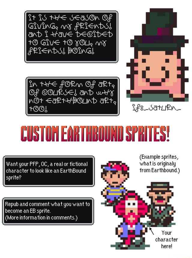 Official _Saturn_ FREE custom Earthbound Sprites commissions: 12/21 ...