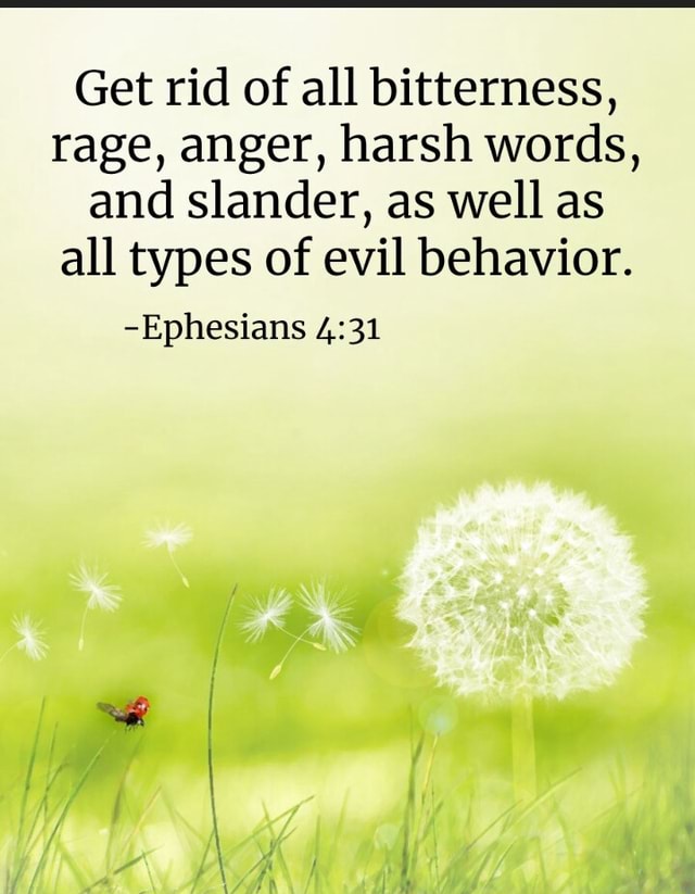 Get rid of all bitterness, rage, anger, harsh words, and slander, as ...