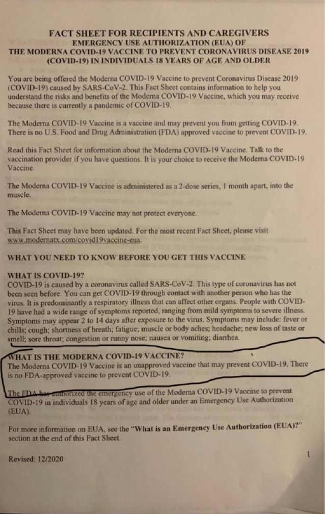 FACT SHEET FOR RECIPIENTS AND CAREGIVERS EMERGENCY USE AUTHORIZATION ...