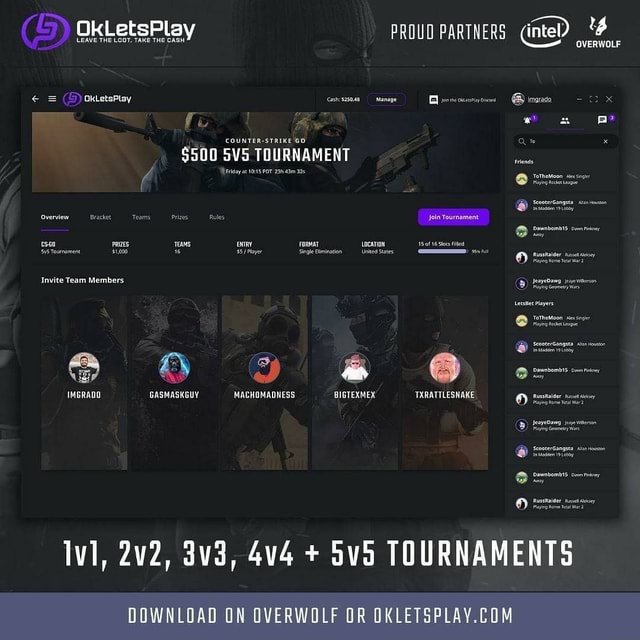 OkLetsPlay PROUD PARTNERS (intel) OVERWOLF Overview -Bracket- Teams ...