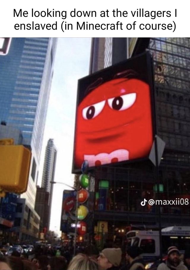 Me looking down at the villagers I enslaved (in Minecraft of course ...