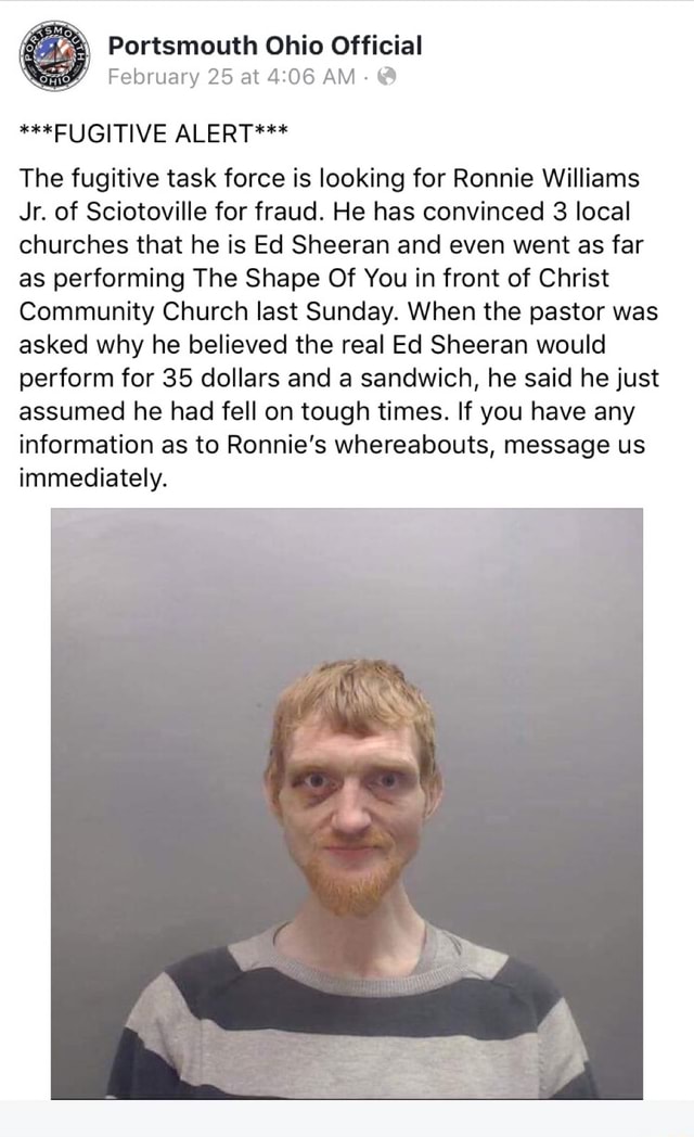 Portsmouth Ohio Official February FUGITIVE ALERT*** The fugitive task ...