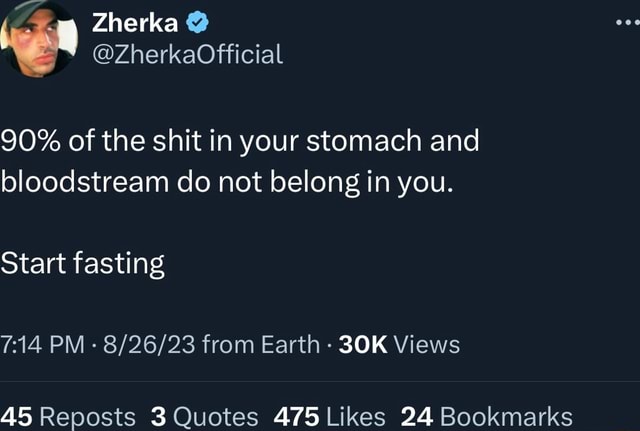 Zherka @ZherkaOfficial 90% of the shit in your stomach and bloodstream ...