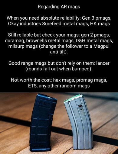 Regarding AR mags When you need absolute reliability: Gen 3 pmags, Okay ...