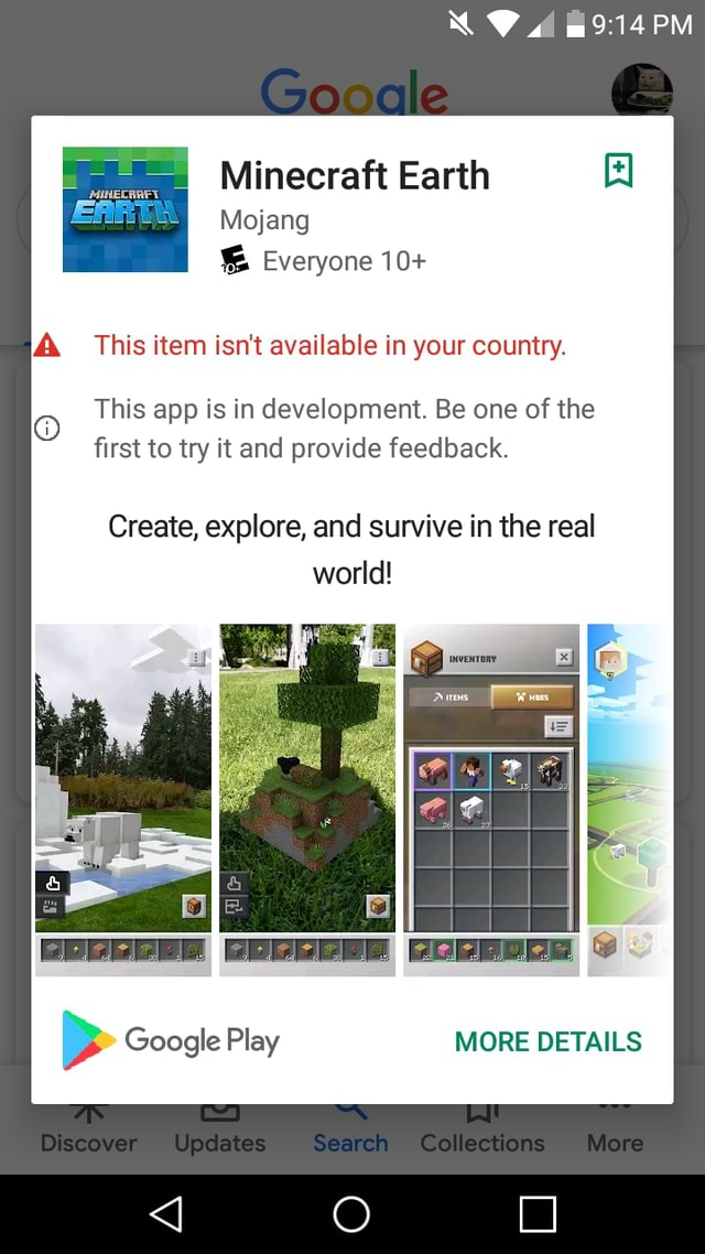 Minecraft Earth Mojang À This item isn't available in your country ...
