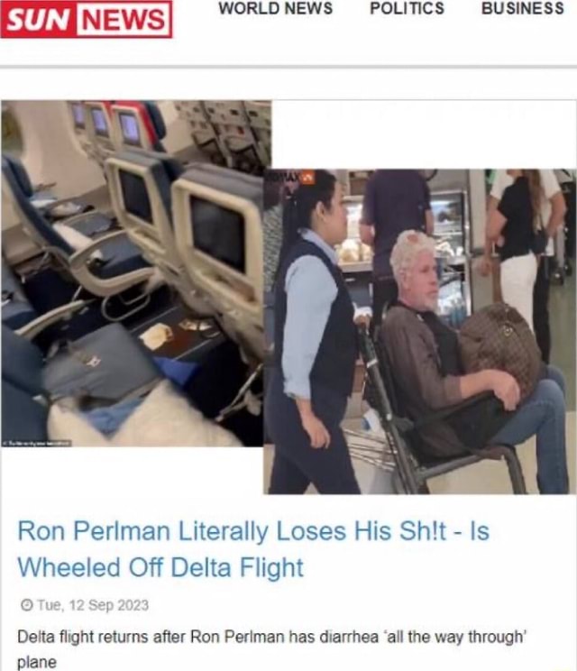 SUN NEWS WORLD NEWS POLITICS BUSINESS Ron Perlman Literally Loses His ...