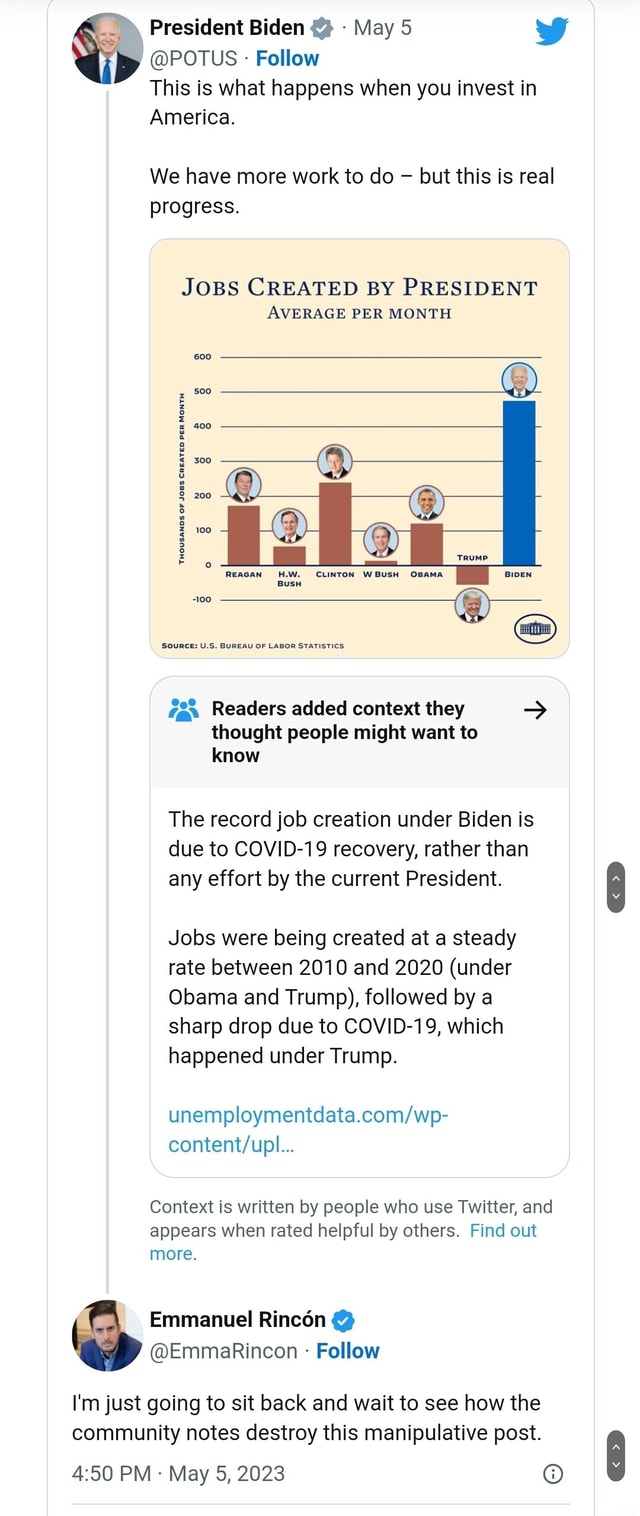 President Biden May 5 @POTUS Follow This is what happens when you ...
