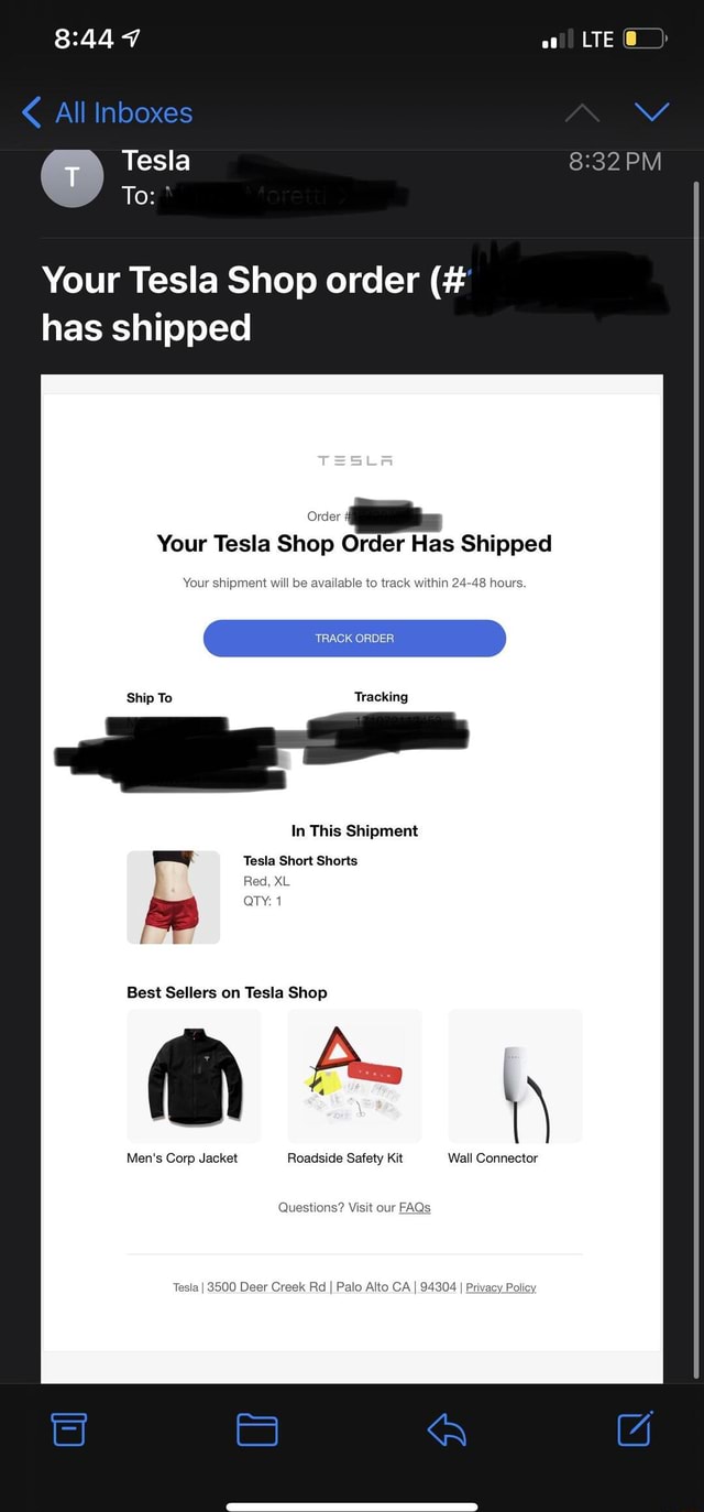 All Inboxes Tesla To: Your Tesla Shop order has shipped TSSLA Order ...