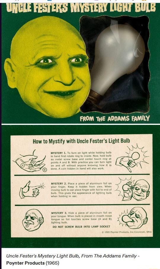FROM THE ADDAMS FAMILY How to Mystify with Uncle Fester's Light Bulb ...