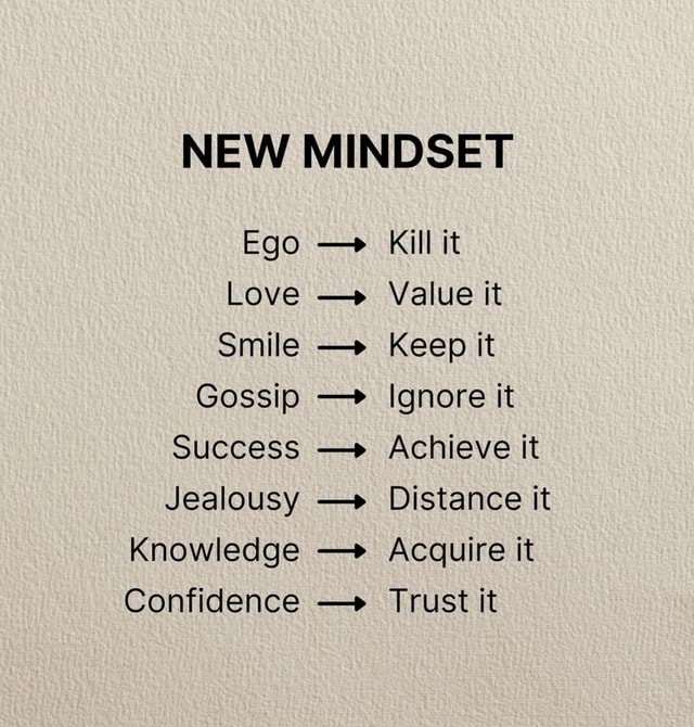 NEW MINDSET Ego Love Smile Gossip Success Jealousy Knowledge Confidence ...