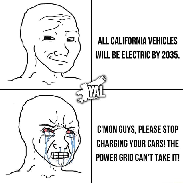 ALL CALIFORNIA VEHICLES WILL BE ELECTRIC BY 2035. C'MON GUYS, PLEASE ...