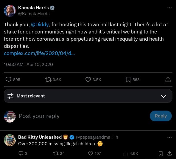 Kamala Harris @ Thank you, @Diddy, for hosting this town hall last ...