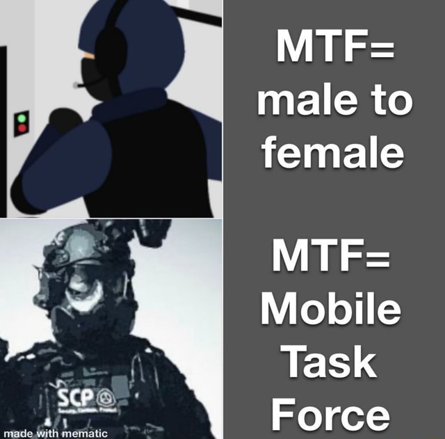 MTF= male to female MTF= Mobile Task Force - iFunny