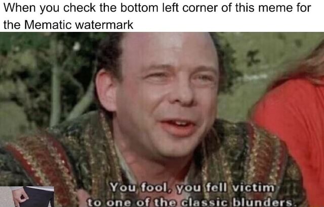 When you check the bottom left corner of this meme for the Mematic ...