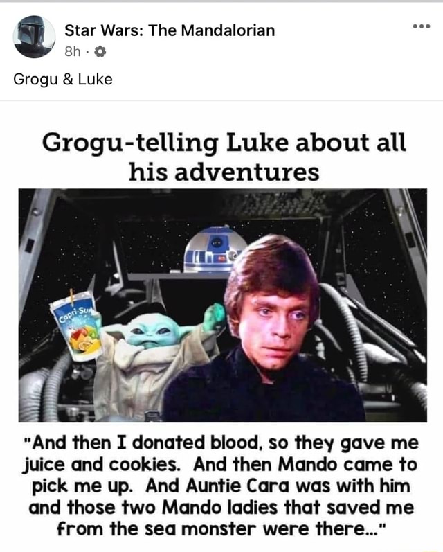 Star Wars: The Mandalorian Grogu Luke Grogu -telling Luke about all his ...