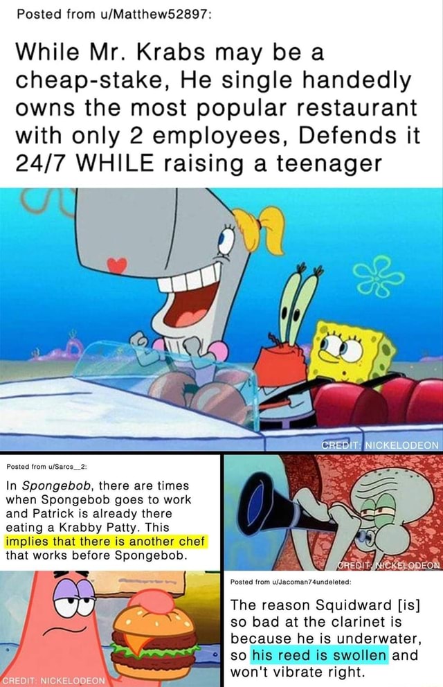 Posted from While Mr. Krabs may be a cheap-stake, He single handedly ...