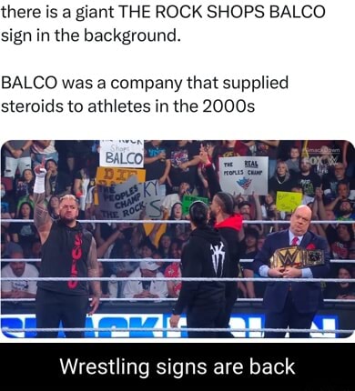 There is a giant THE ROCK SHOPS BALCO sign in the background. BALCO was ...