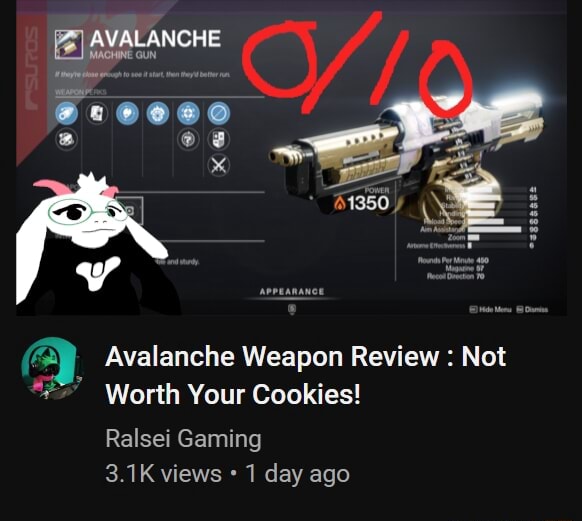 AVALANCHE Avalanche Weapon Review : Not Worth Your Cookies! Ralsei ...