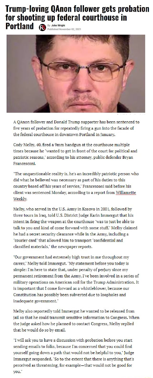 Trump-loving QAnon follower gets probation for shooting up federal ...