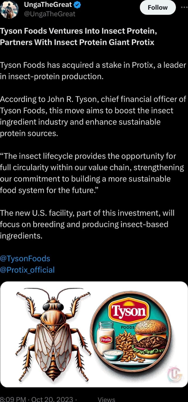 Tyson Foods Ventures Into Insect Protein, Partners With Insect Protein ...