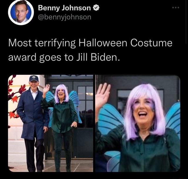 Benny Johnson @ @bennyjohnson Most terrifying Halloween Costume award ...
