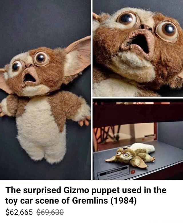 The surprised Gizmo puppet used in the toy car scene of Gremlins (1984 ...