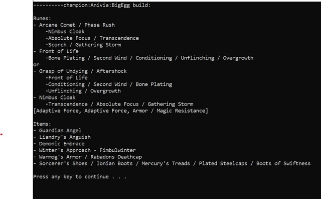 Anivia addition - champion: build: Runes: - Arcane Comet / Phase Rush ...
