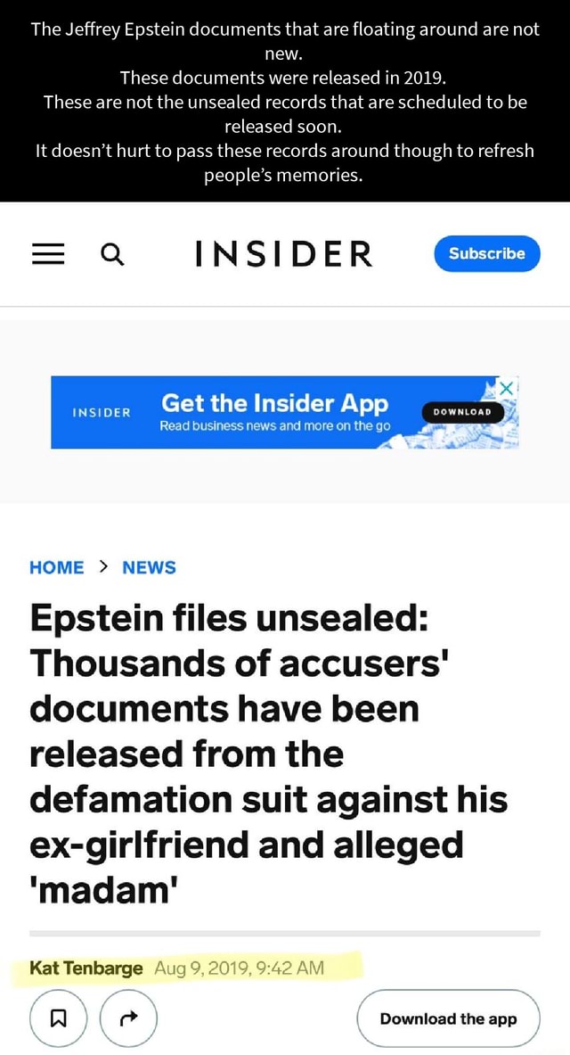 The Jeffrey Epstein documents that are floating around are not new. These documents were ...