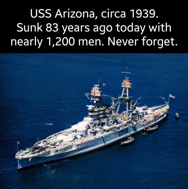 USS Arizona, circa 1939. Sunk 83 years ago today with nearly 1,200 men ...