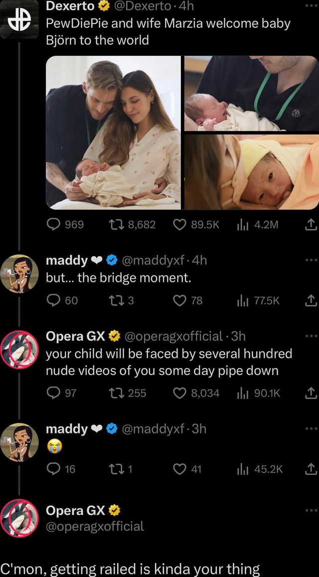 Dexerto % @Dexerto: dB PewDiePie and wife Marzia welcome baby Bjorn to ...