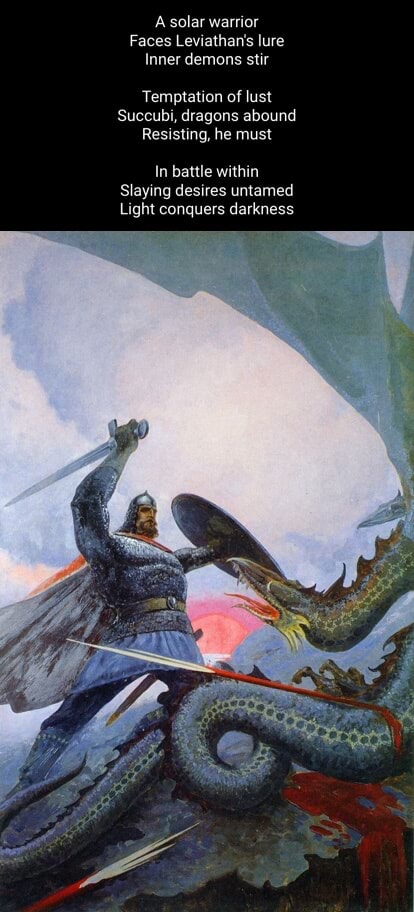 A solar warrior Faces Leviathan's lure Inner demons stir Temptation of ...