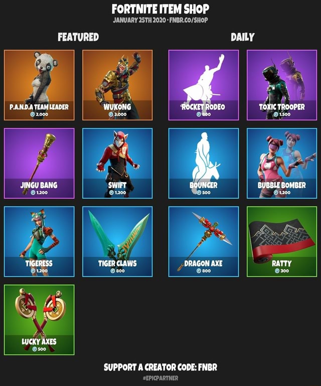 FORTNITE ITEM SHOP JANUARY 25TH 2020: FNBR.CO/SHOP SUPPORT A CREATOR ...