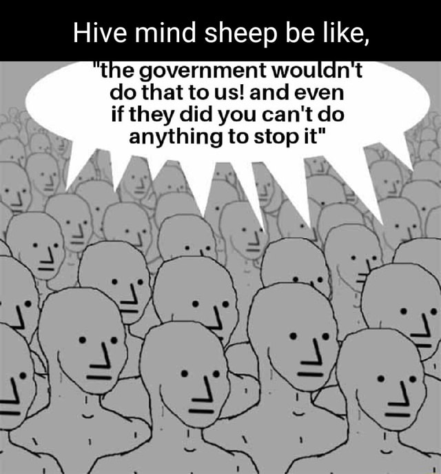Hive mind sheep be like, the government wouldnt do that to us! and even ...