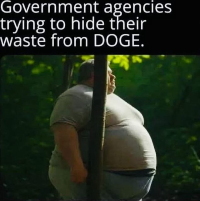Government agencies trying to hide their waste from DOGE. - iFunny