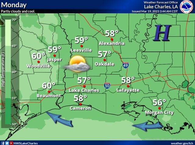 Weather Forecast Office Monday Lake Charles, LA Partly cloudy and cool ...