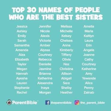TOP 30 NAMES OF PEOPLE WHO ARE THE BEST SISTERS Jessiea 'Ashley Emily ...