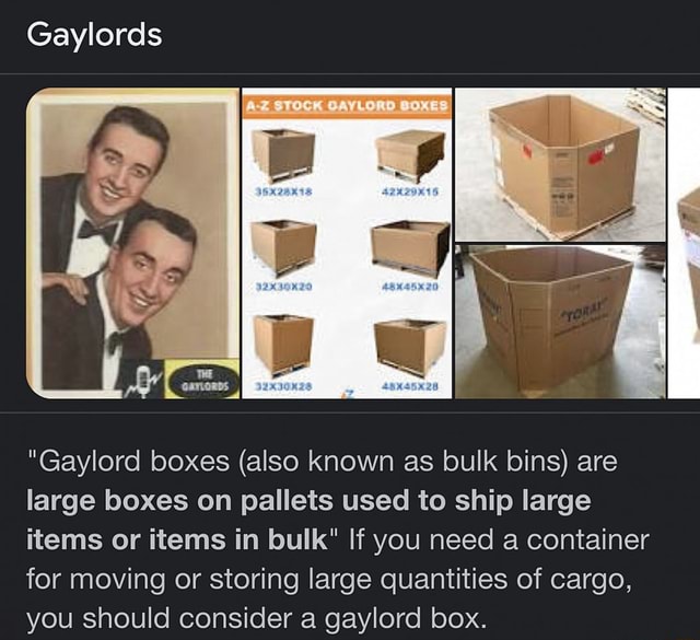 Fords OR STOCK CAYLORD BOXES "Gaylord boxes (also known as bulk bins ...