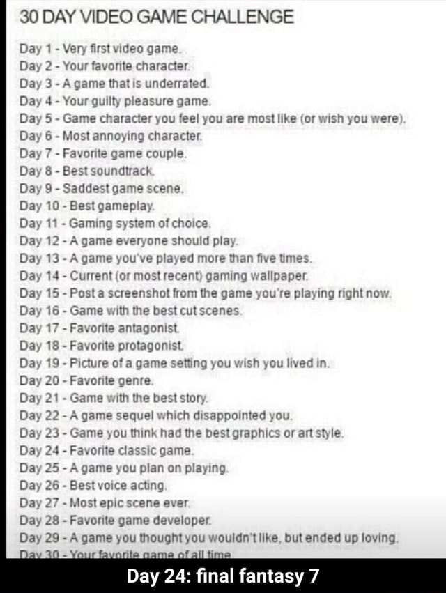 30 DAY VIDEO GAME CHALLENGE Day 1 - Very first video game Day 2 - Your ...