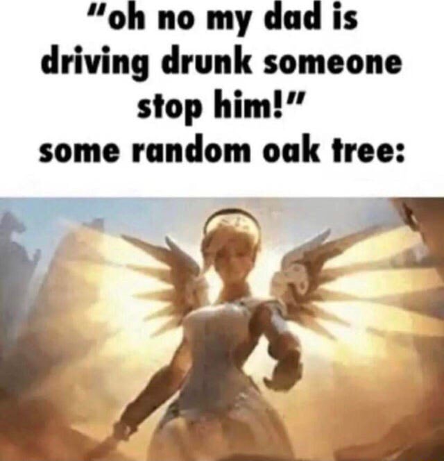 "oh no my dad is driving drunk someone stop him!" some random oak tree ...