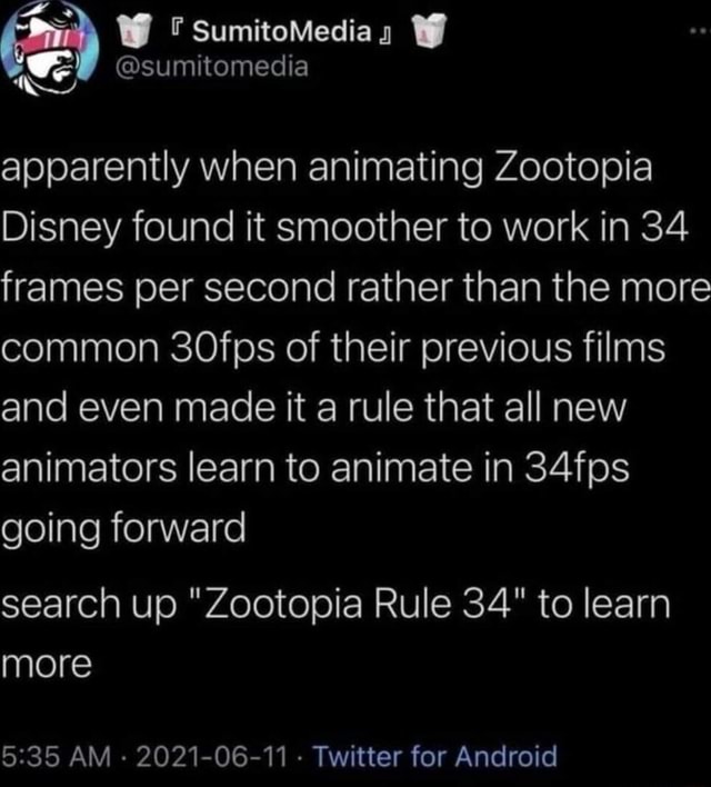 SumitoMedia g ) it i apparently when animating Zootopia Disney found it ...