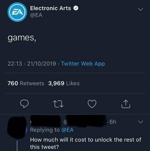 Electronic Arts @ @EA games, - Twittar Web Apo Replying to @EA How much ...