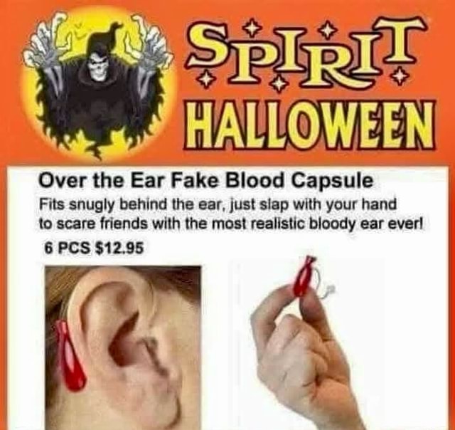 Over the Ear Fake Blood Capsule Fits snugly behind the ear, just slap ...