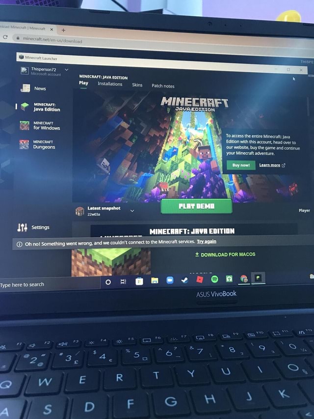 THISPE Thisperson72 Microsoft account MINECRAFT: JAVA EDITION Play ...