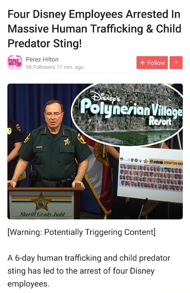 Four Disney Employees Arrested In Massive Human Trafficking & Child ...
