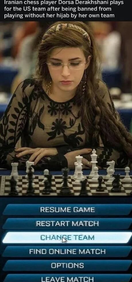 Iranian chess player Dorsa Deraknshani plays for the US team after ...