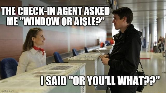 Fly Pun Am - THE CHECK-IN AGENT ASKED ME "WINDOW OR AISLED" ak I SAID ...