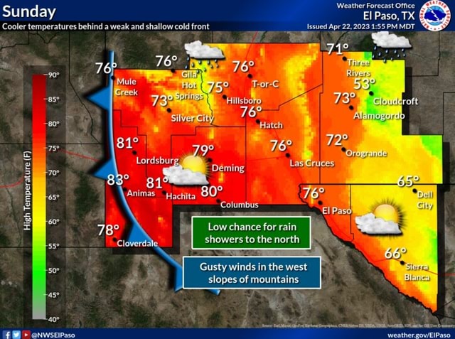 Sunday Weather Forecast Office El Paso, TX Cooler temperatures behind a ...