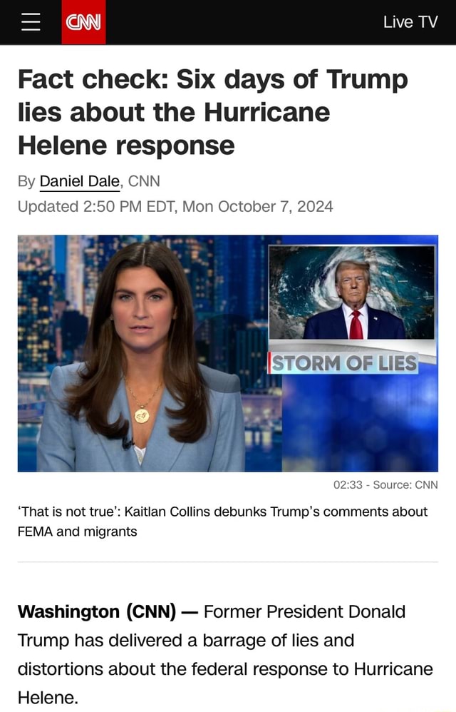 = ad Live TV Fact check: Six days of Trump lies about the Hurricane ...