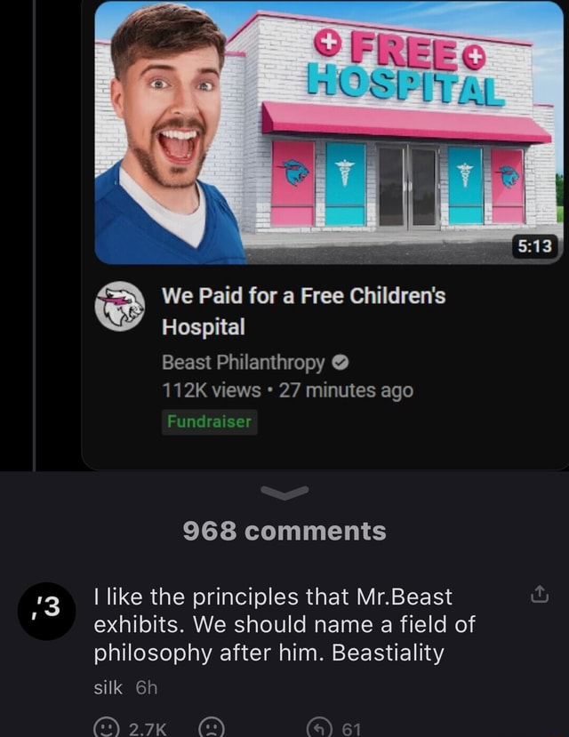 We Paid for a Free Children's Hospital Beast Philanthropy @ 112K views ...