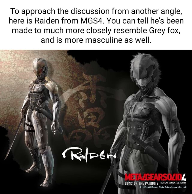 To approach the discussion from another angle, here is Raiden from MGS4 ...